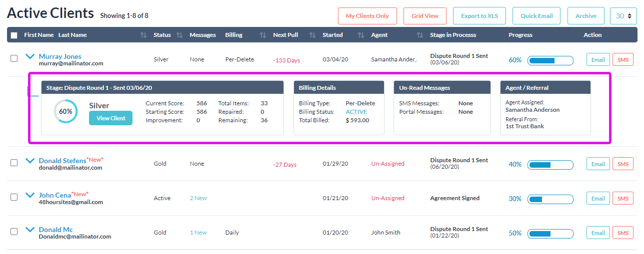Client List Overview