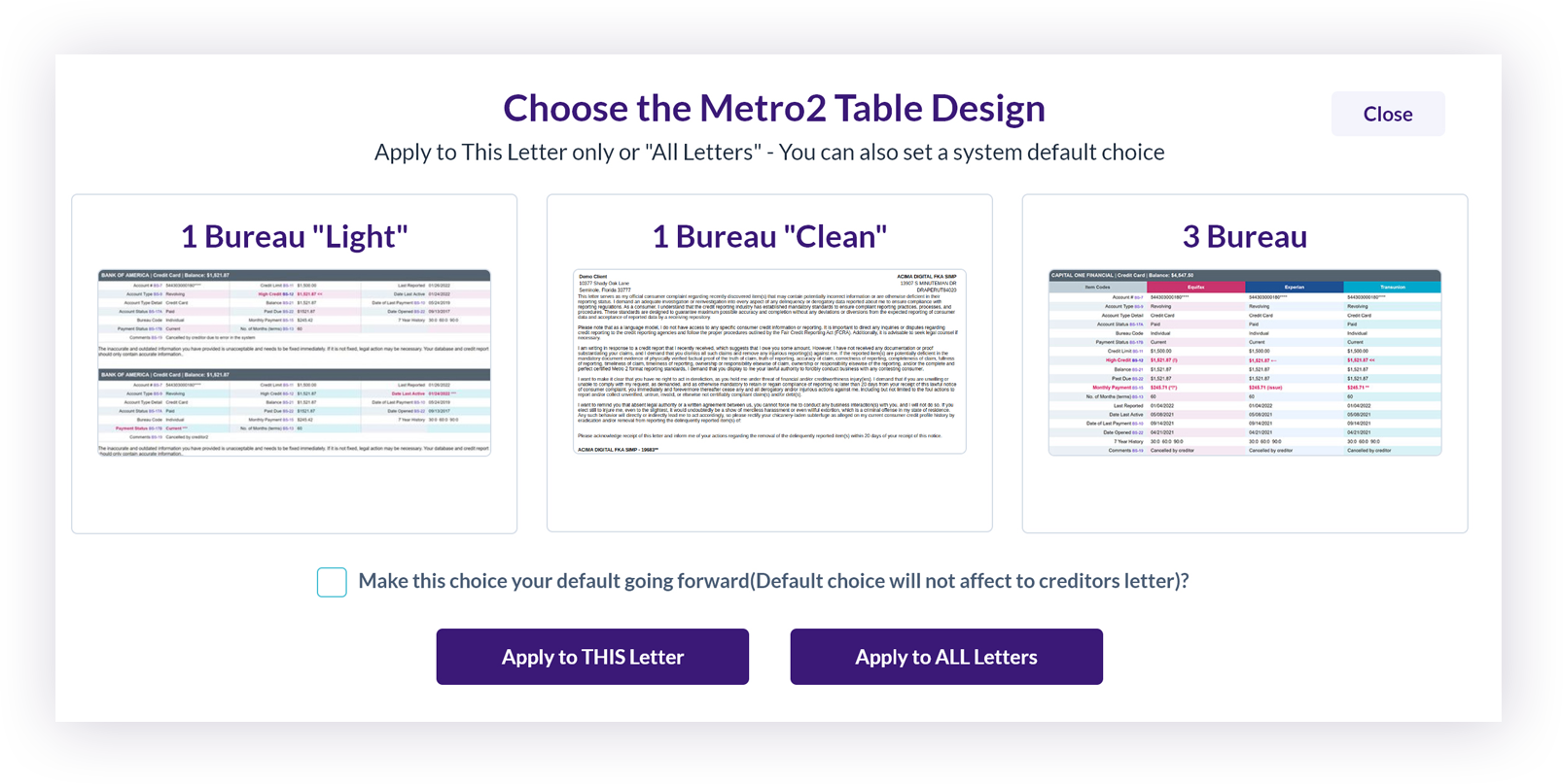Metro2 Letter Building System