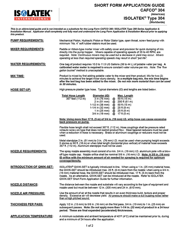 Isolatek Type 304 from Swart & Sons