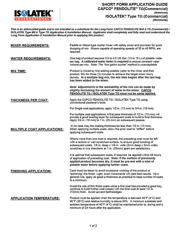Isolatek Type M-II from Swart & Sons
