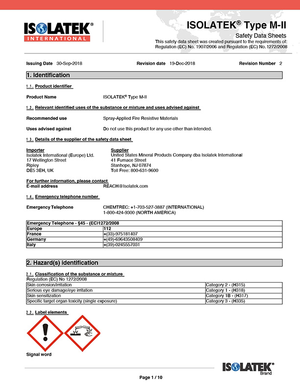 Isolatek Type M-II from Swart & Sons