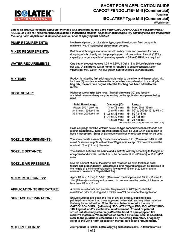 Isolatek Type M-II from Swart & Sons