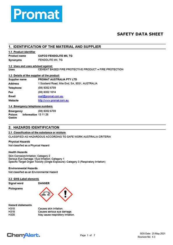 Cafco Fendolite MII from Swart & Sons