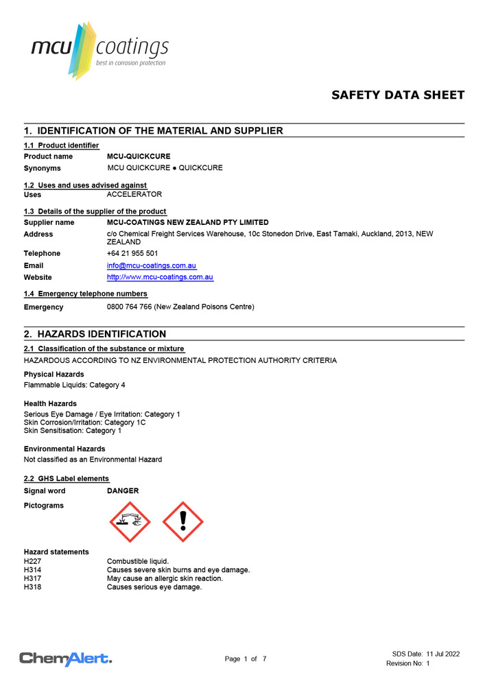 MCU-Quickcure from Swart & Sons