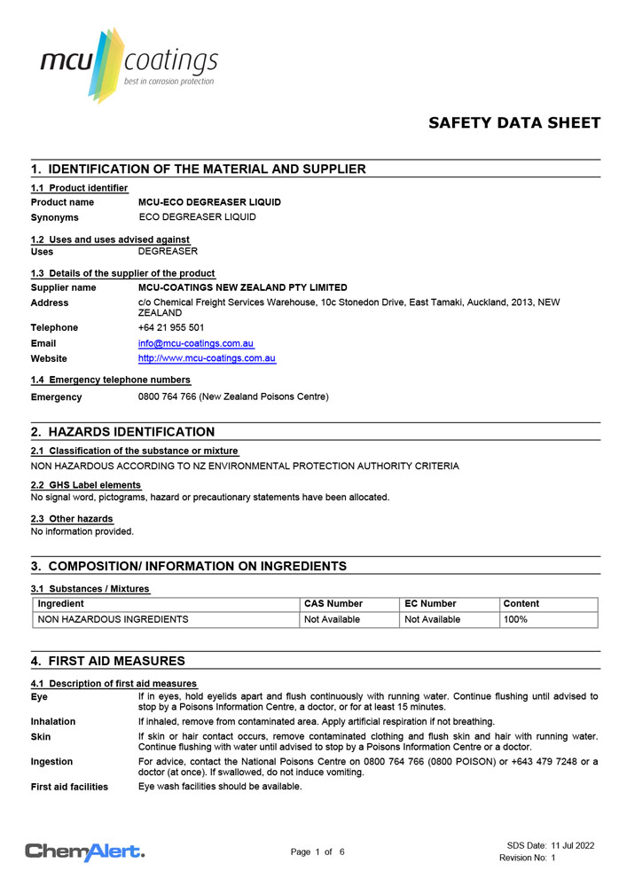 MCU-Ecodegreaser from Swart & Sons