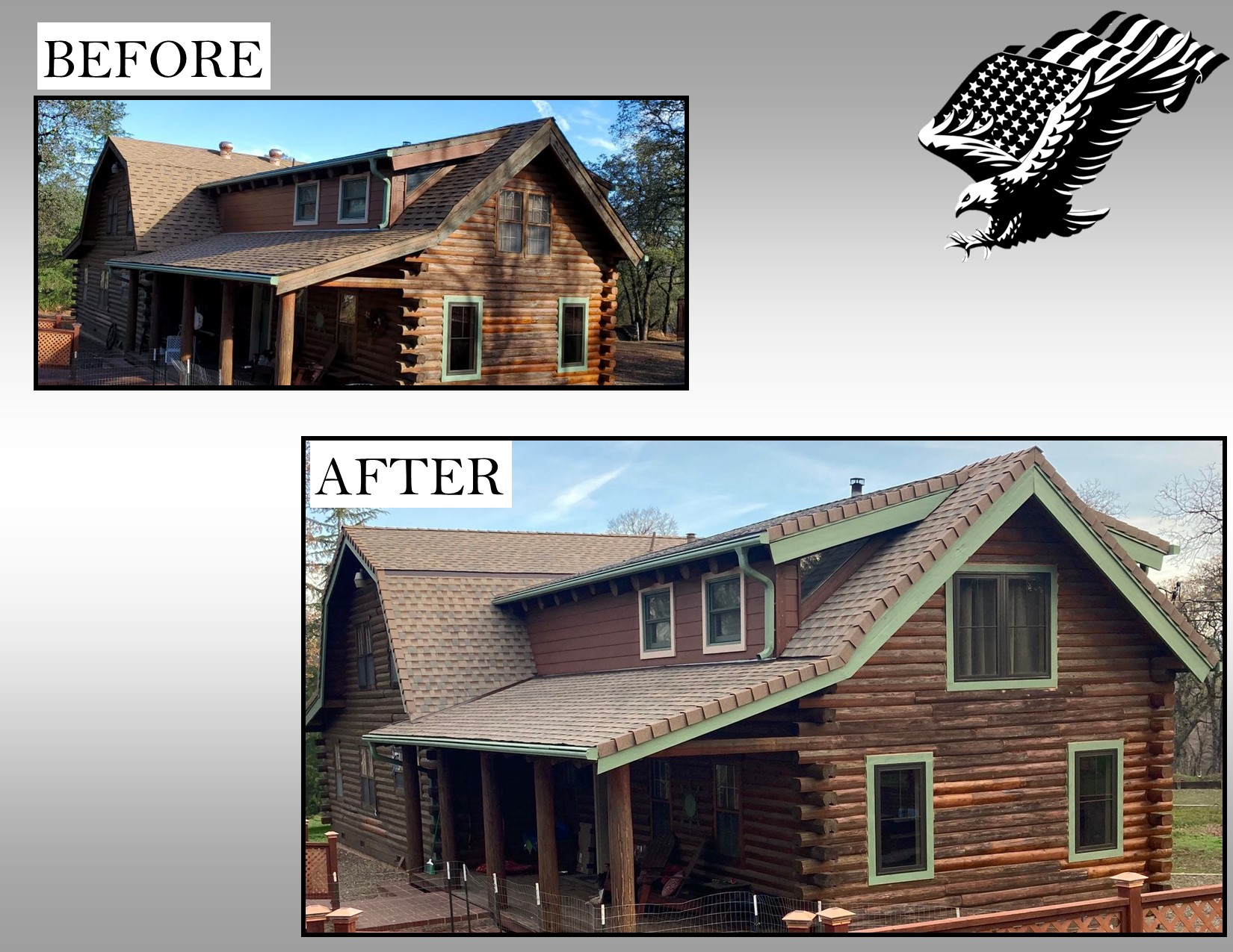 Log Cabin Home Upgrade - Residential Roofing - American Eagle Roofing