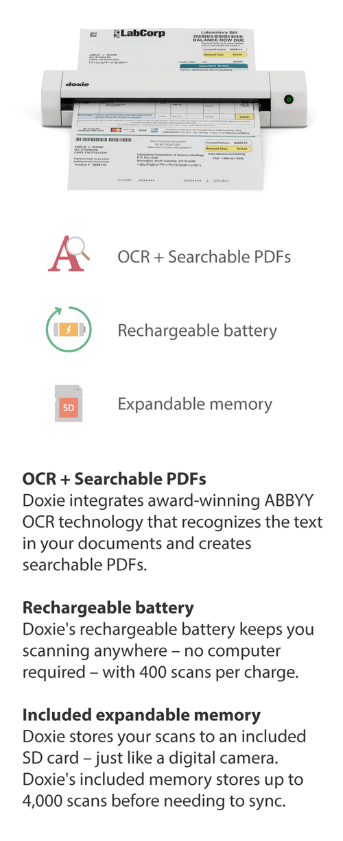 Doxie Go SE — Rechargeable Portable Document Scanner