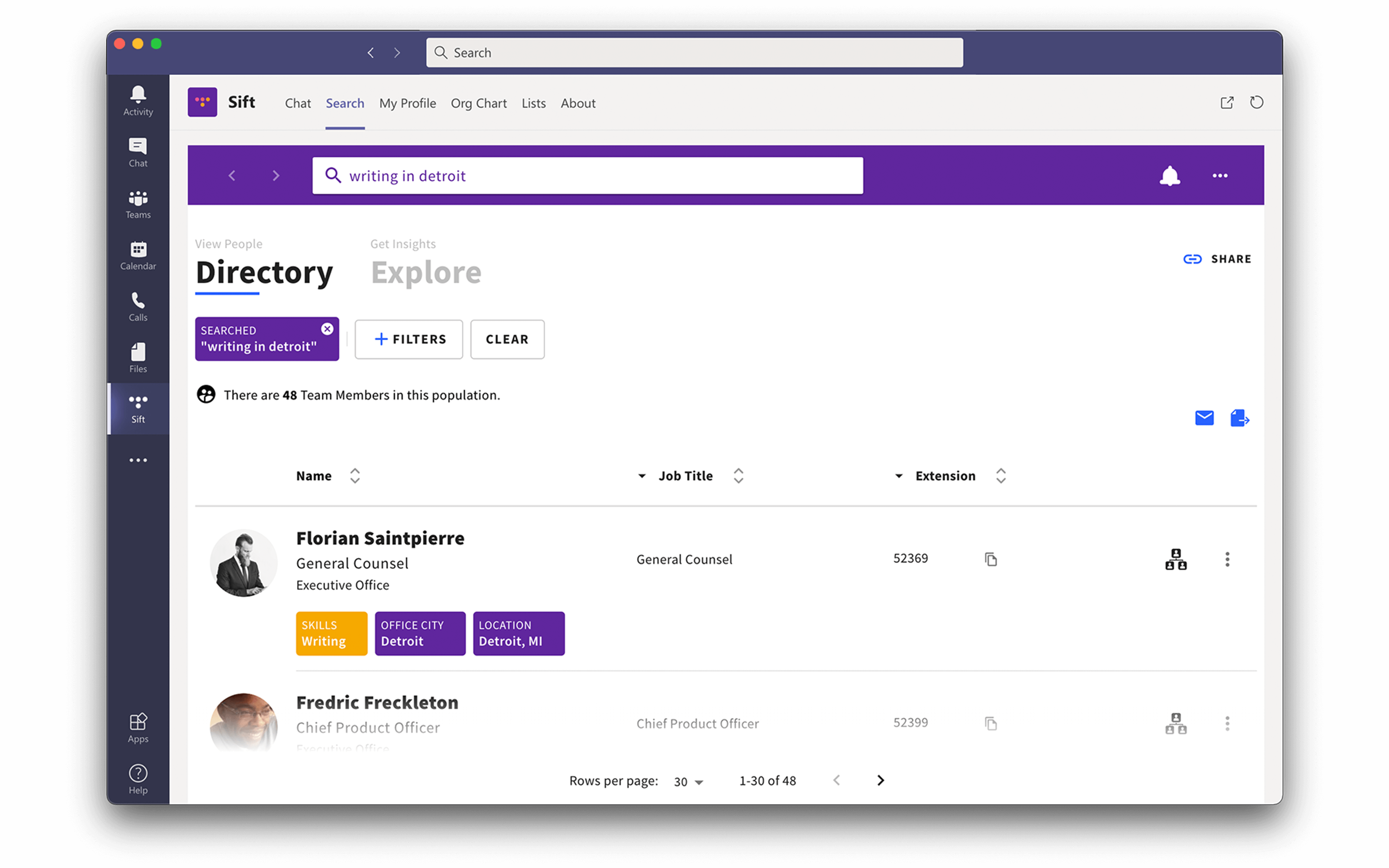 Sift | Enhanced Microsoft Teams Org Chart and Employee Directory