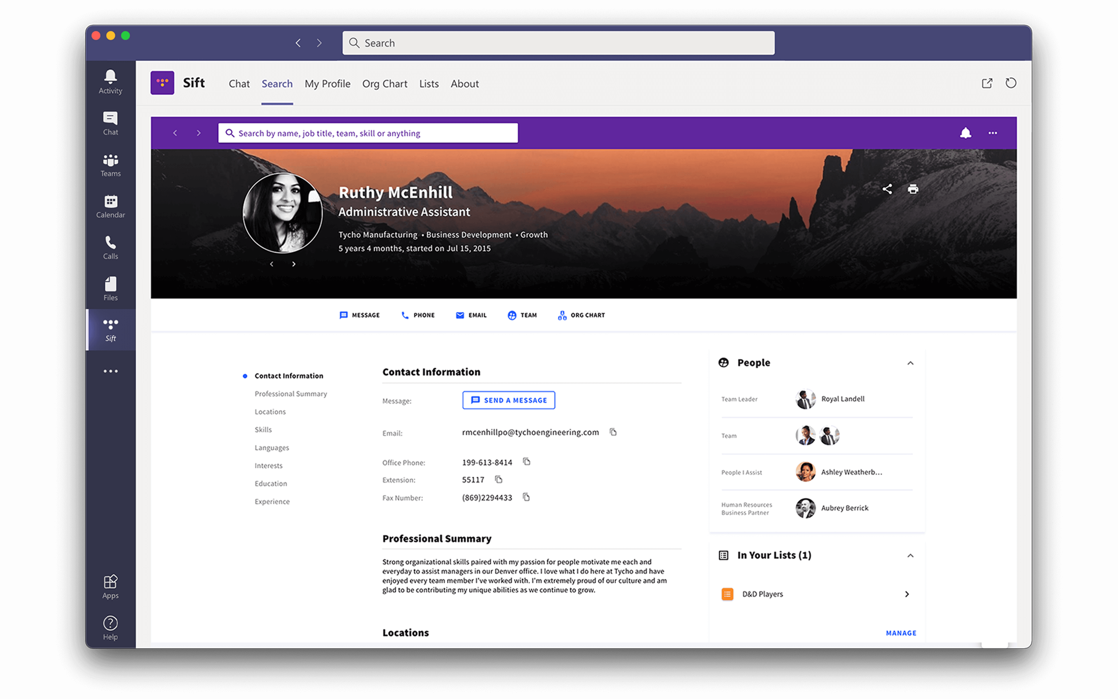 Sift | Enhanced Microsoft Teams Org Chart and Employee Directory