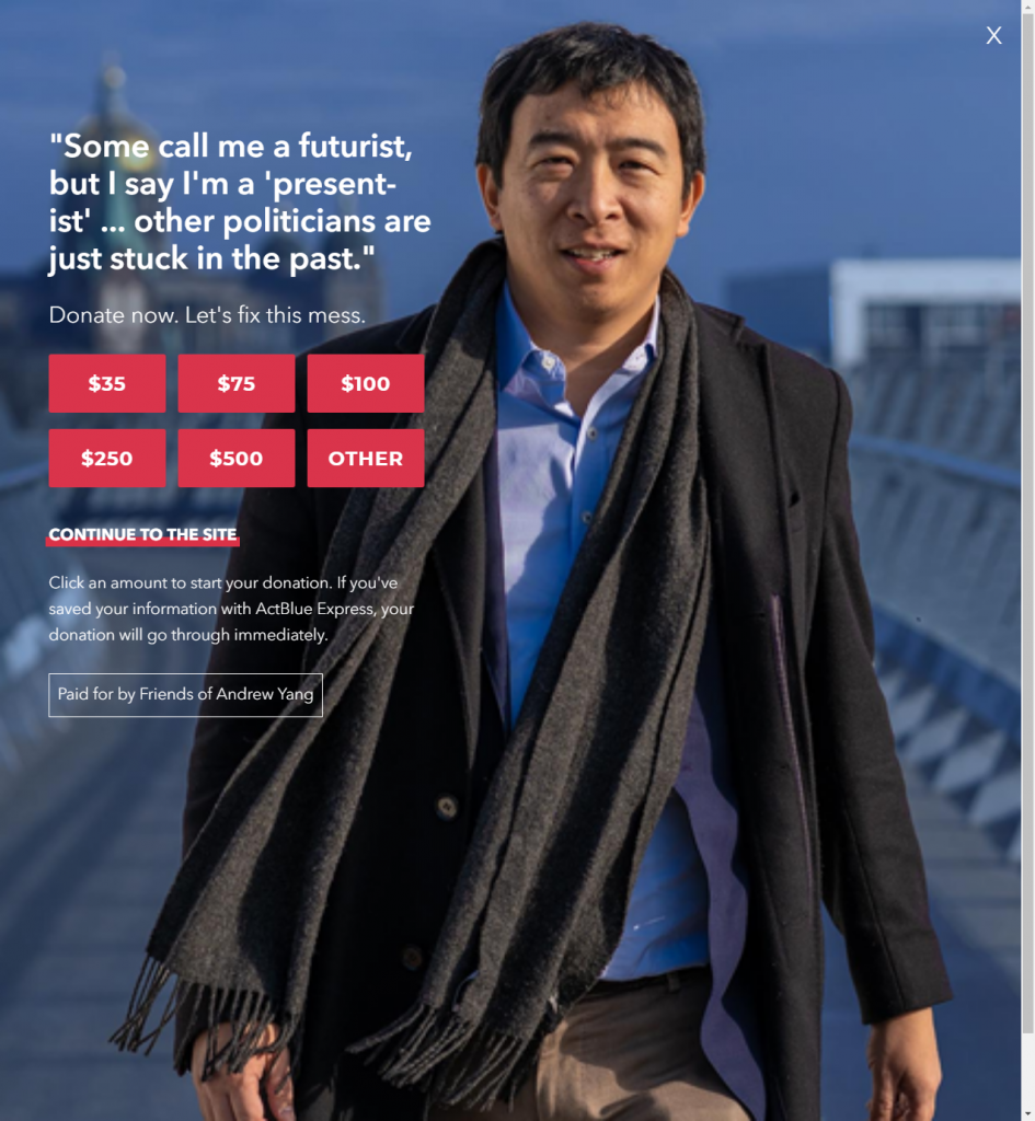 Homepage Snapshot for July 5, 2019: Andrew Yang
