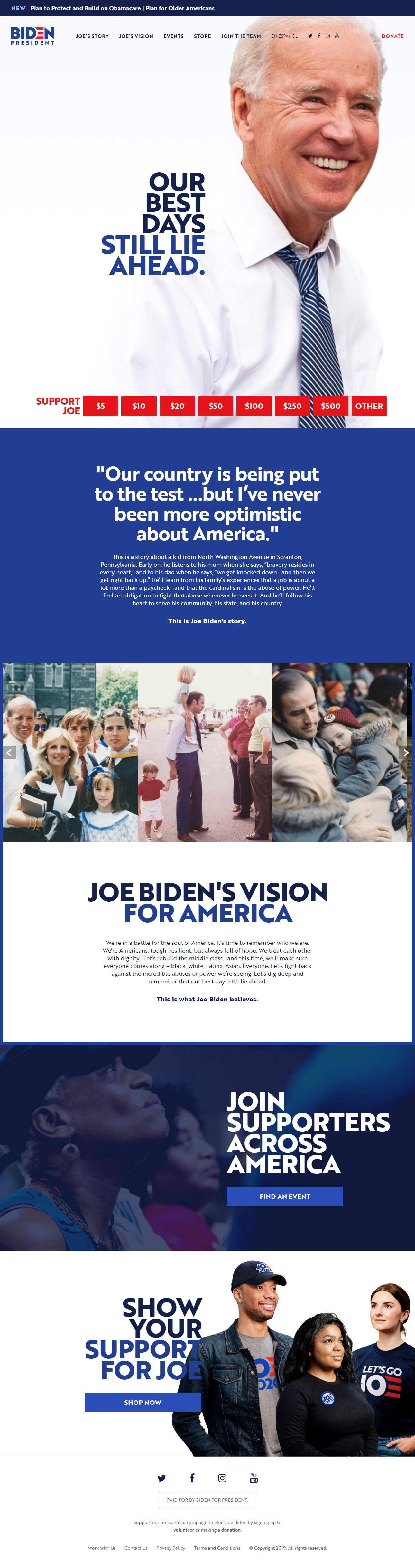 How Presidential Campaign Homepages Ask for Donations: 07/17/2019 Edition
