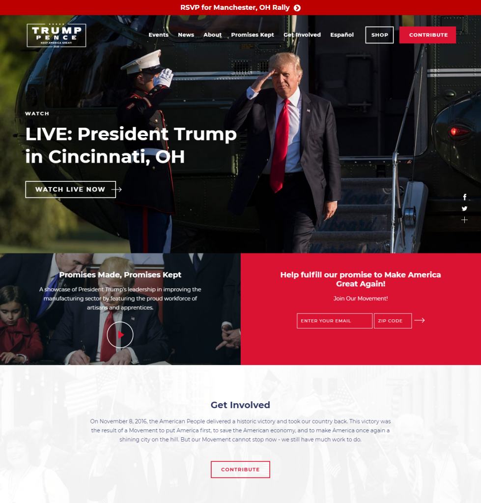 Homepage Snapshot for August 1, 2019: President Donald J. Trump
