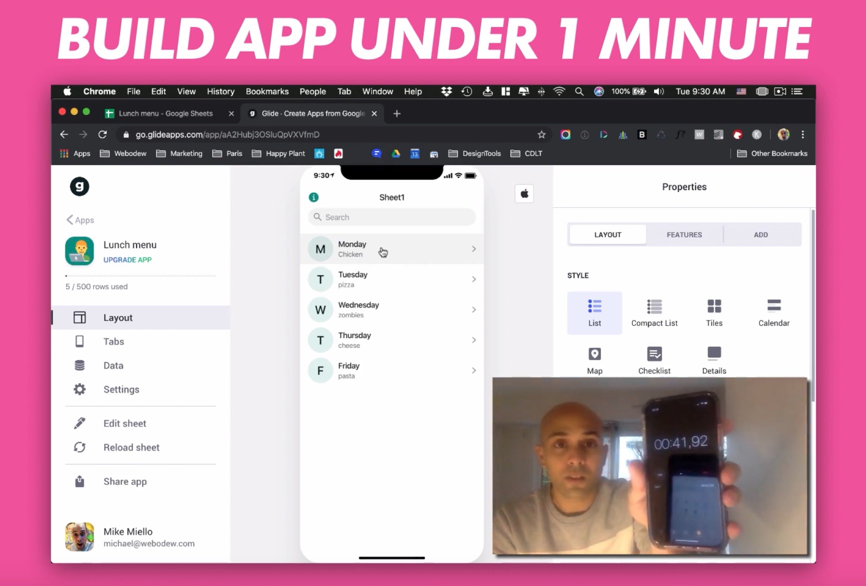 Build App Without Code in 1 Minute - Mike Miello Webodew