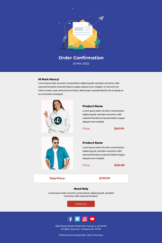 Order Confirmation Email Template | Unlayer