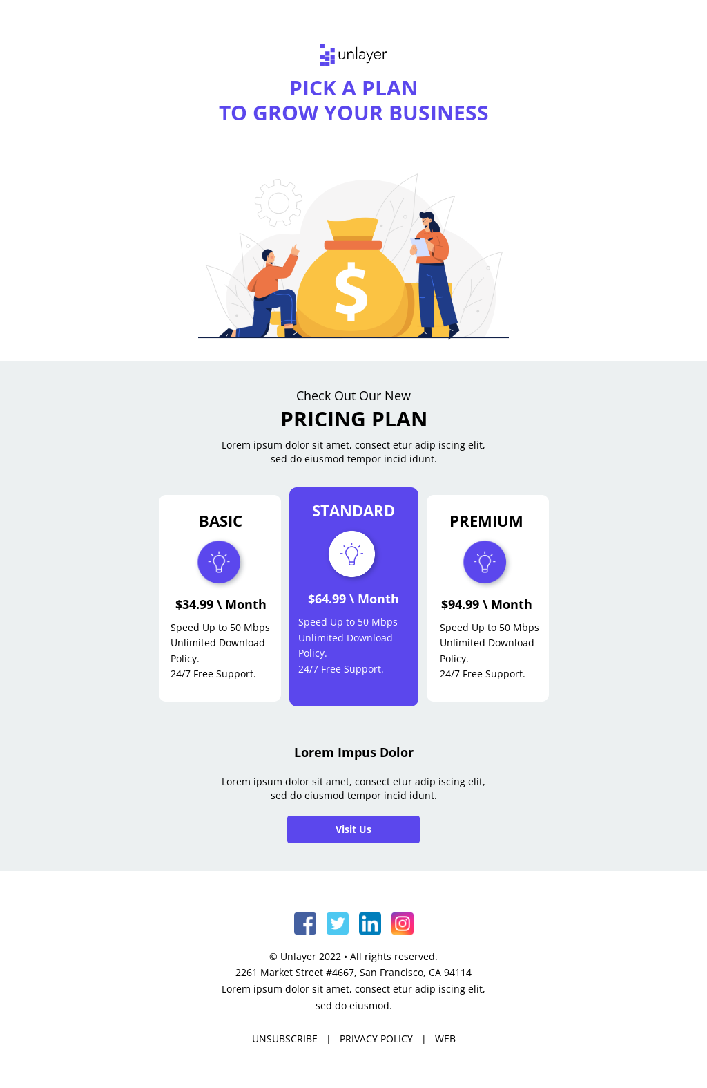 New Pricing Plans Email Template | Unlayer