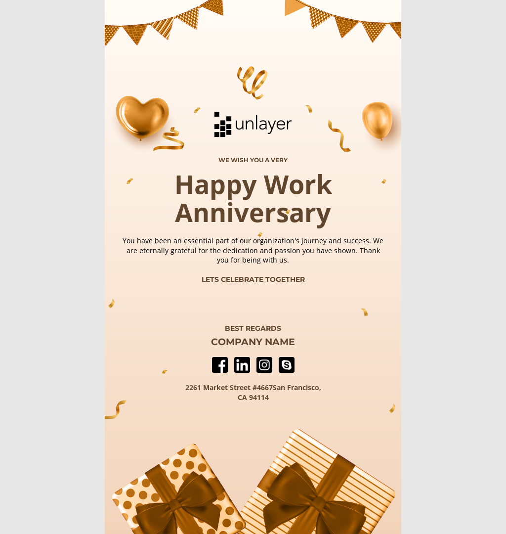 Free Email Templates For Anniversary Unlayer