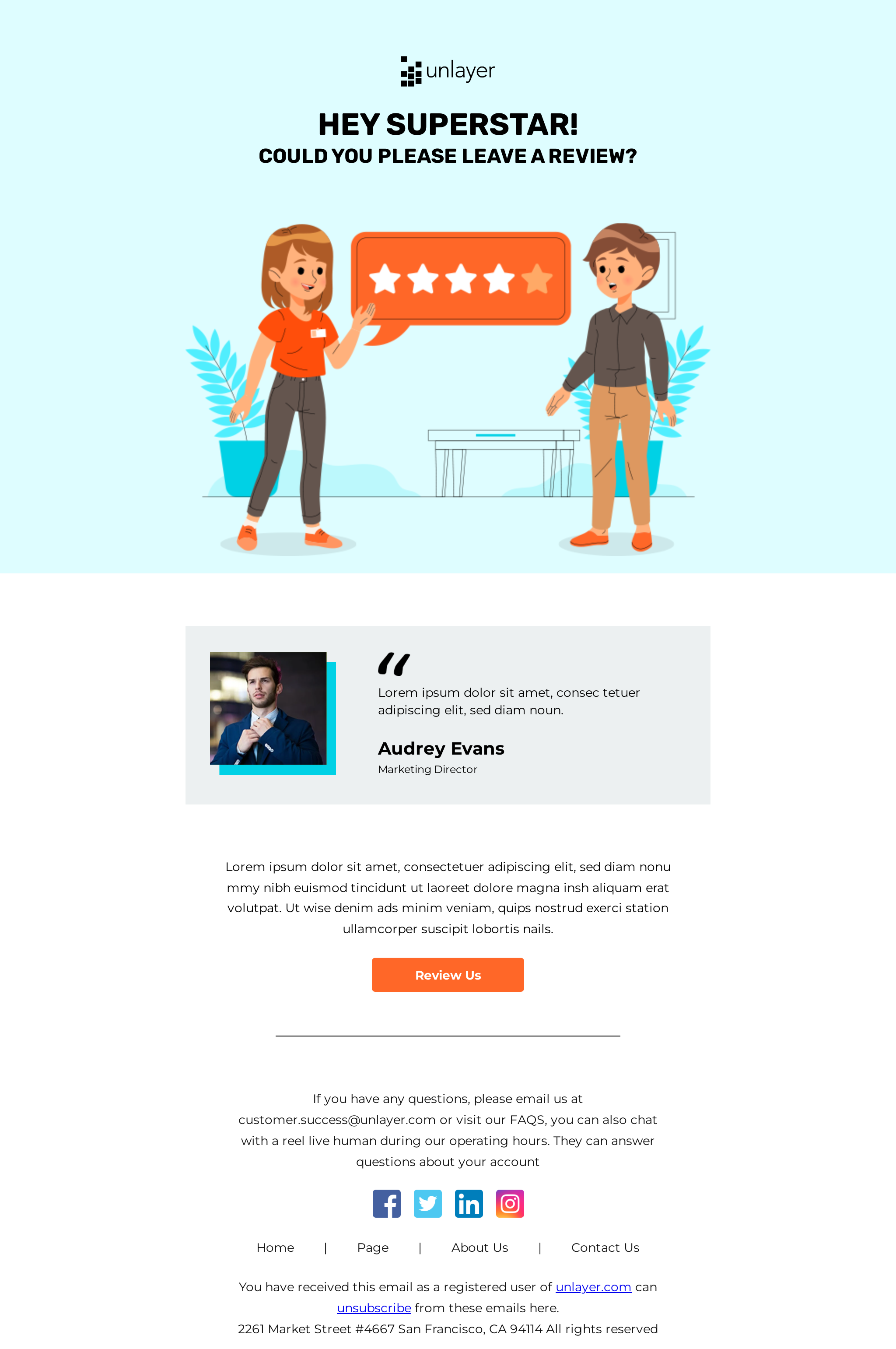 User Review Email Template Unlayer
