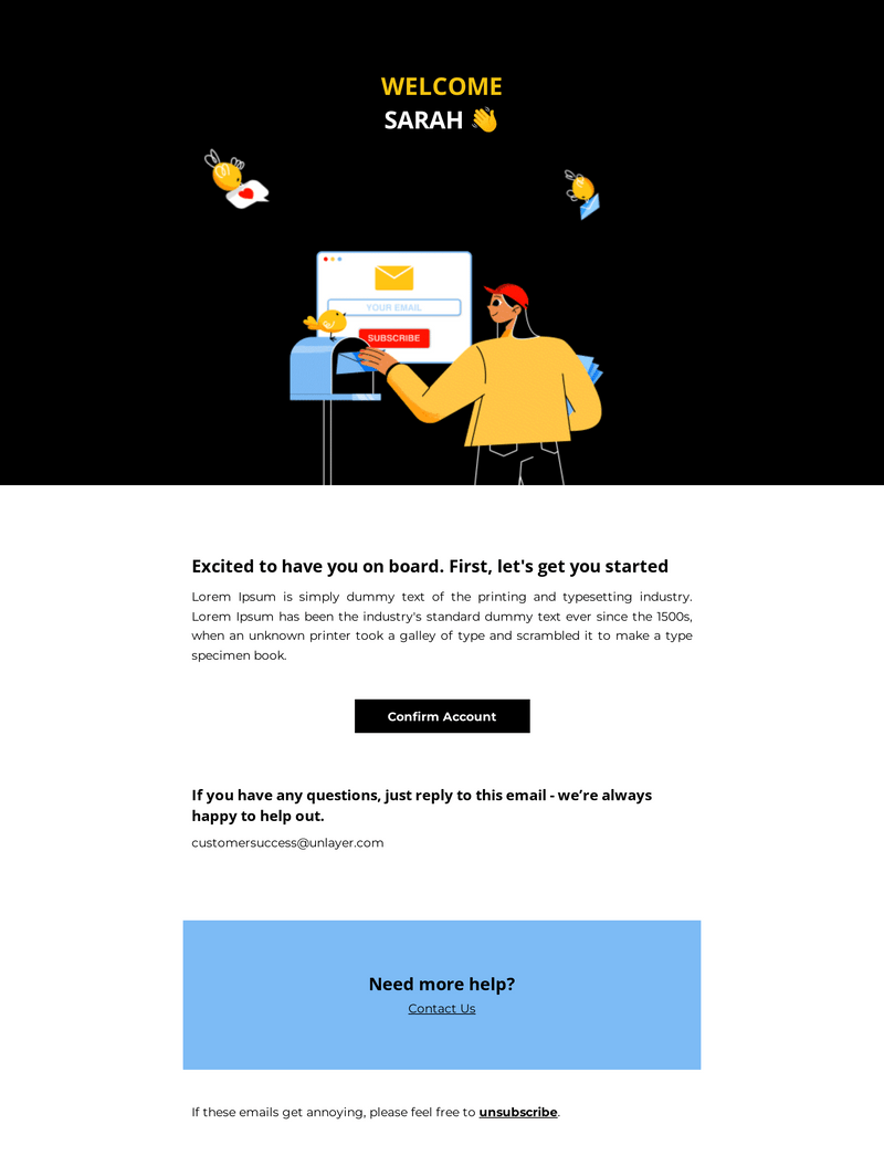 Free Welcome Email Templates | Unlayer