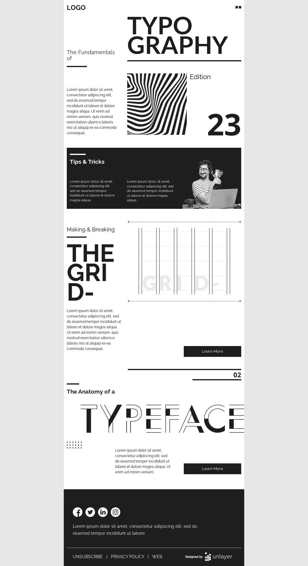 Typography Tutorial Email Template | Unlayer
