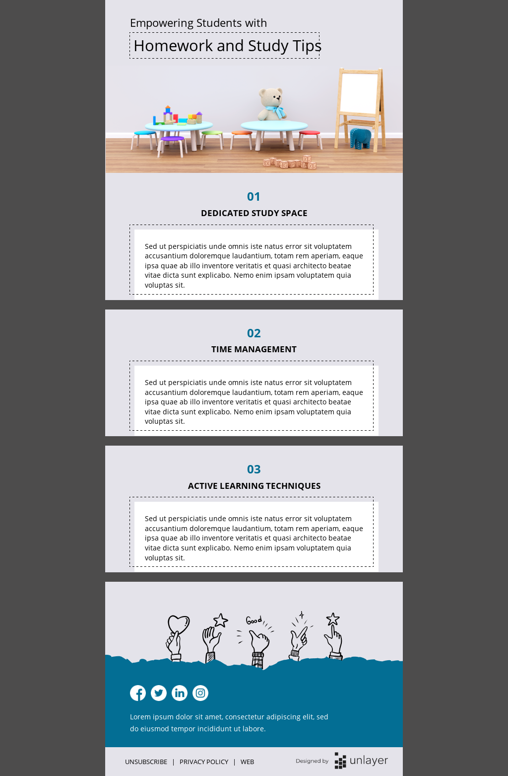 Homework and Study Tips Email Template | Unlayer