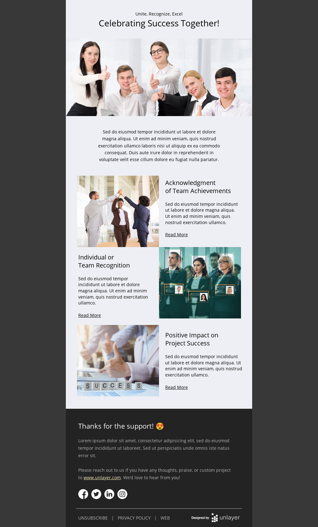 Team Recognition Email Template | Unlayer