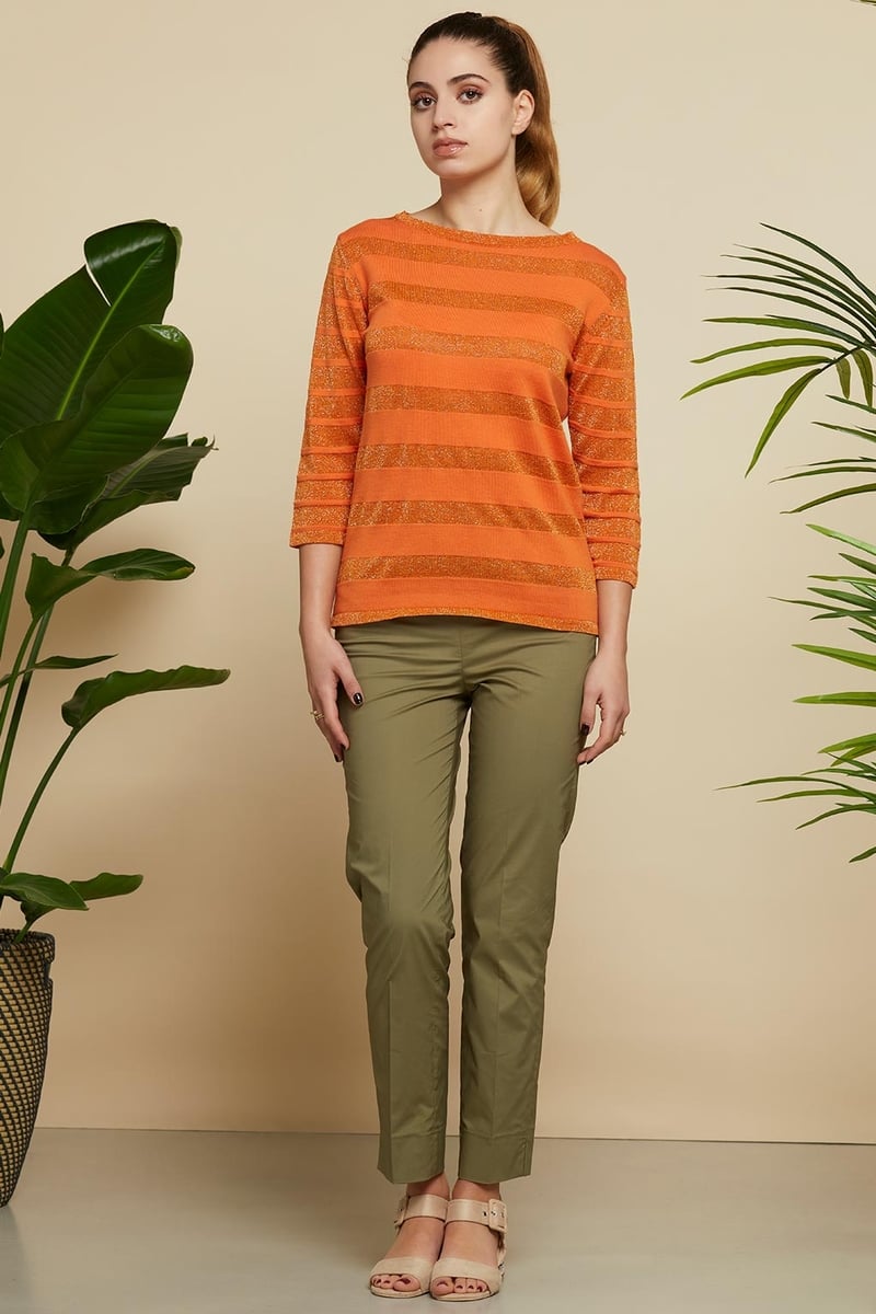 Maglia a Righe Arancioni Alternate con Lurex | NUVOLA