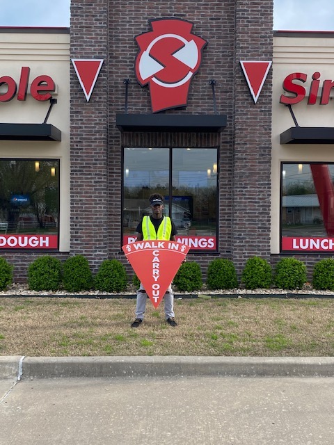 Human Signage and a Smile - Simple Simon's Pizza