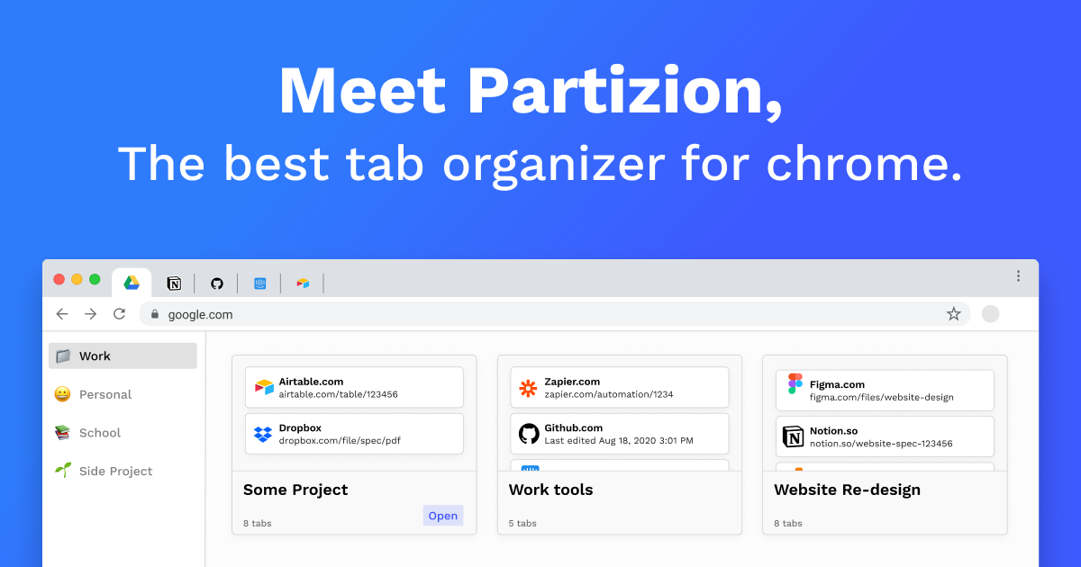 Partizion — Tab Organizer for Chrome