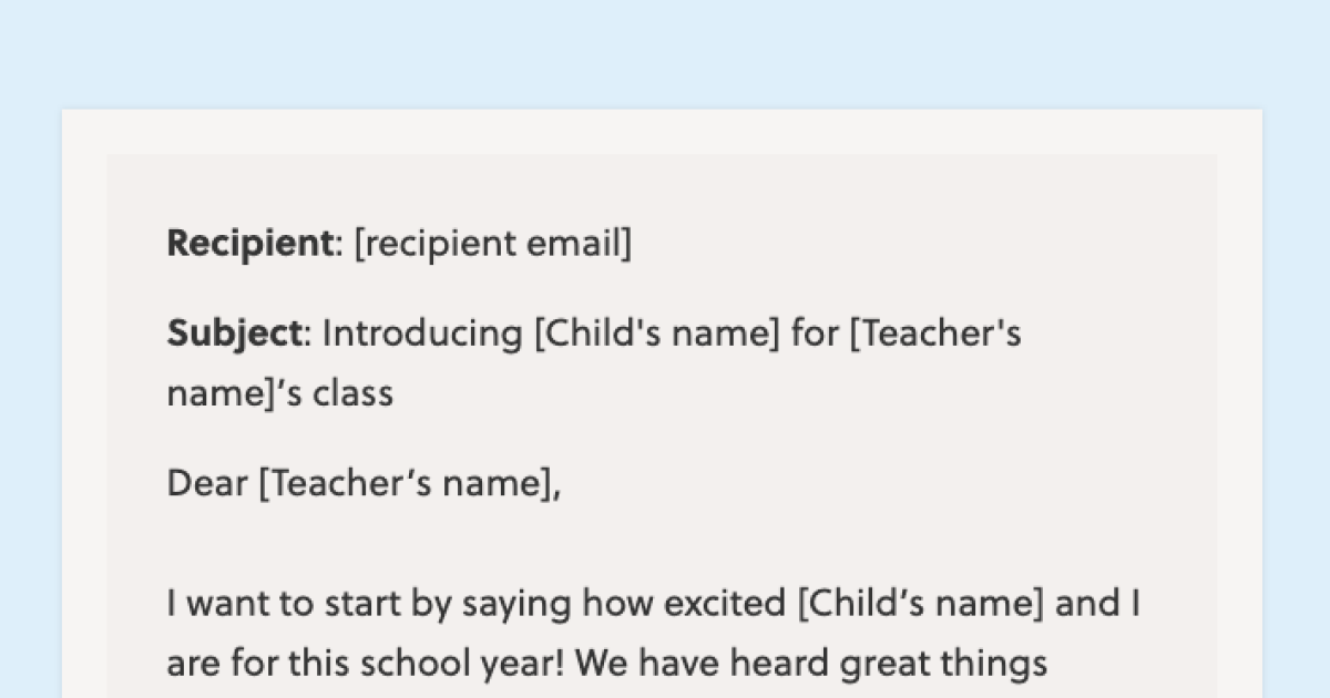 Free Template: Describing your child to their teacher