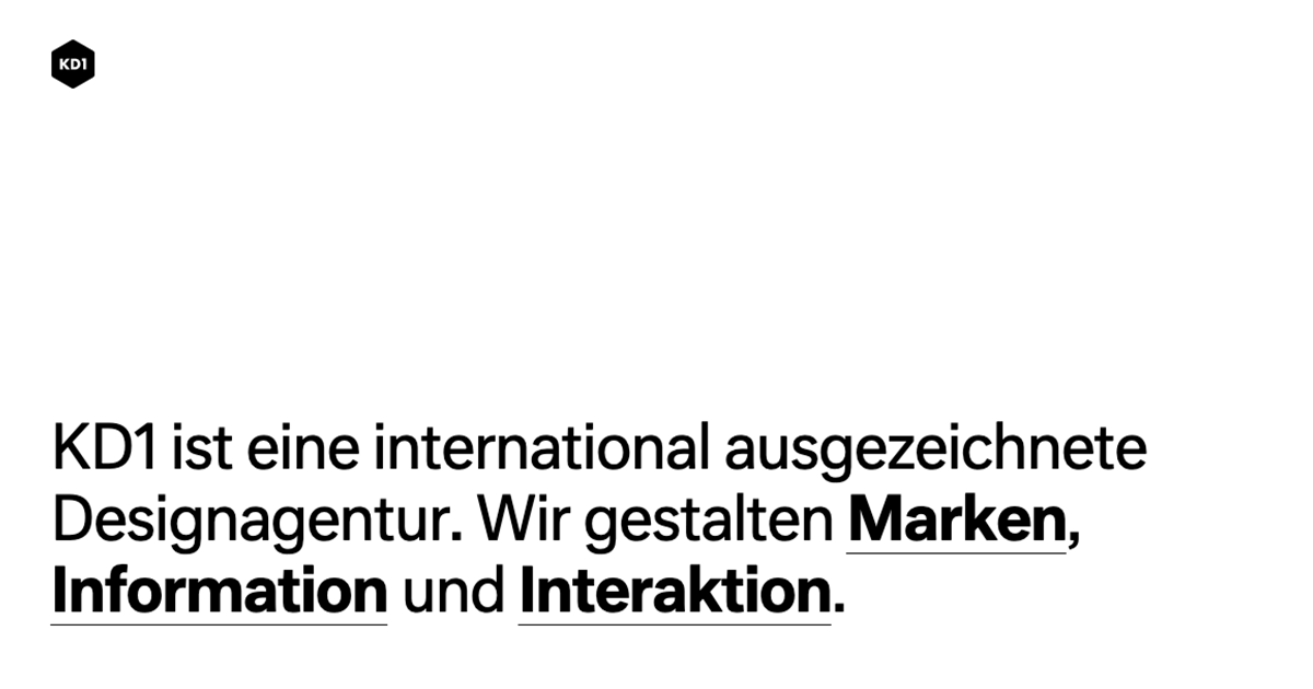 KD1 Designagentur — Strategy, Brand, Editorial, UX