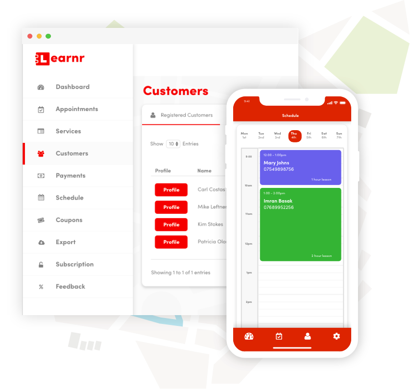 Driving Instructor App and Software Features | Learnr Driver