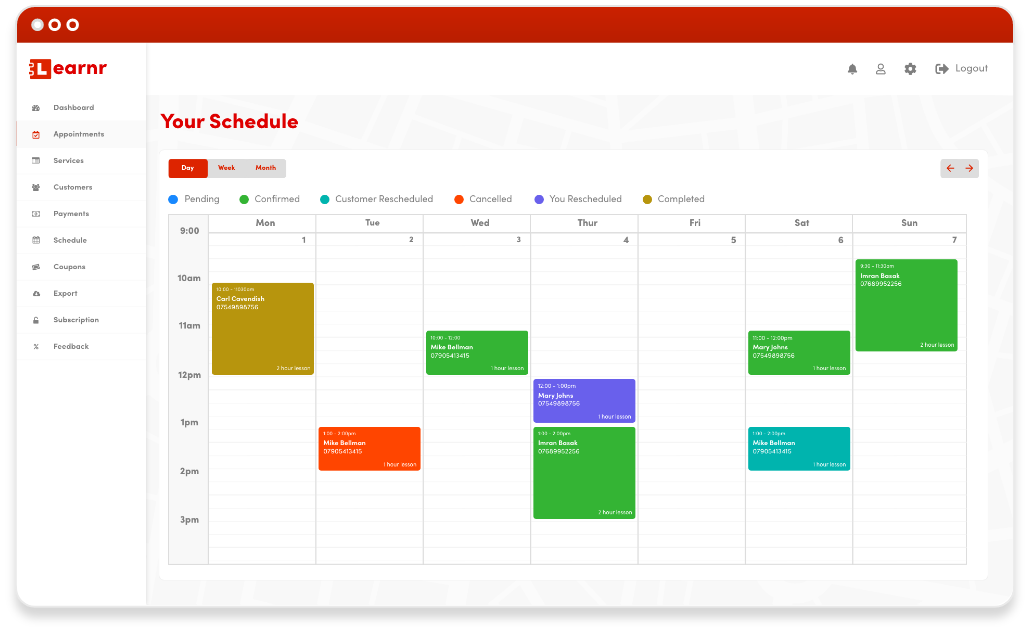 Driving Instructor Diary Software for ADIs and Schools | Learnr Driver