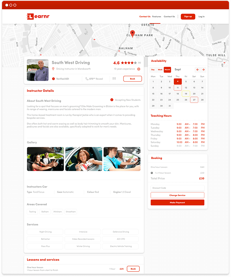 Driving Instructor App and Diary Software Features | Learnr Driver