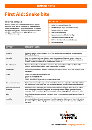 Snake Bite | First Aid | Workplace Health and Safety Training Video ...