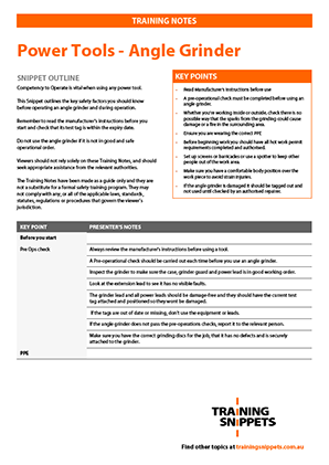 Angle Grinder | Power Tools | OHS Workplace Safety Training Video ...