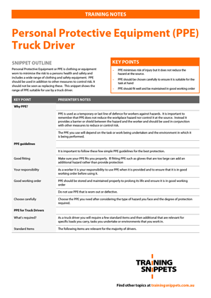 PPE For Truck Drivers | OHS Workplace Health and Safety Training Video ...