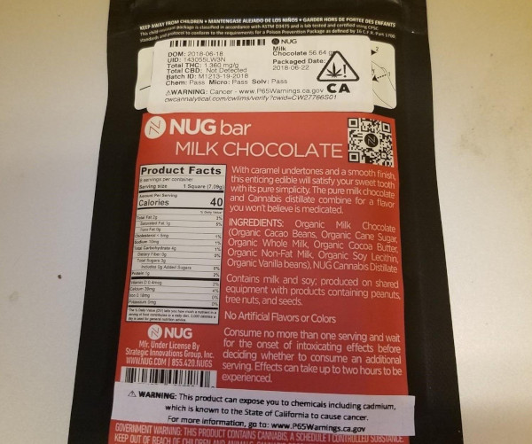 NUG Cannabis-Infused Milk Chocolate Bar (2018 Review) - NuggMD
