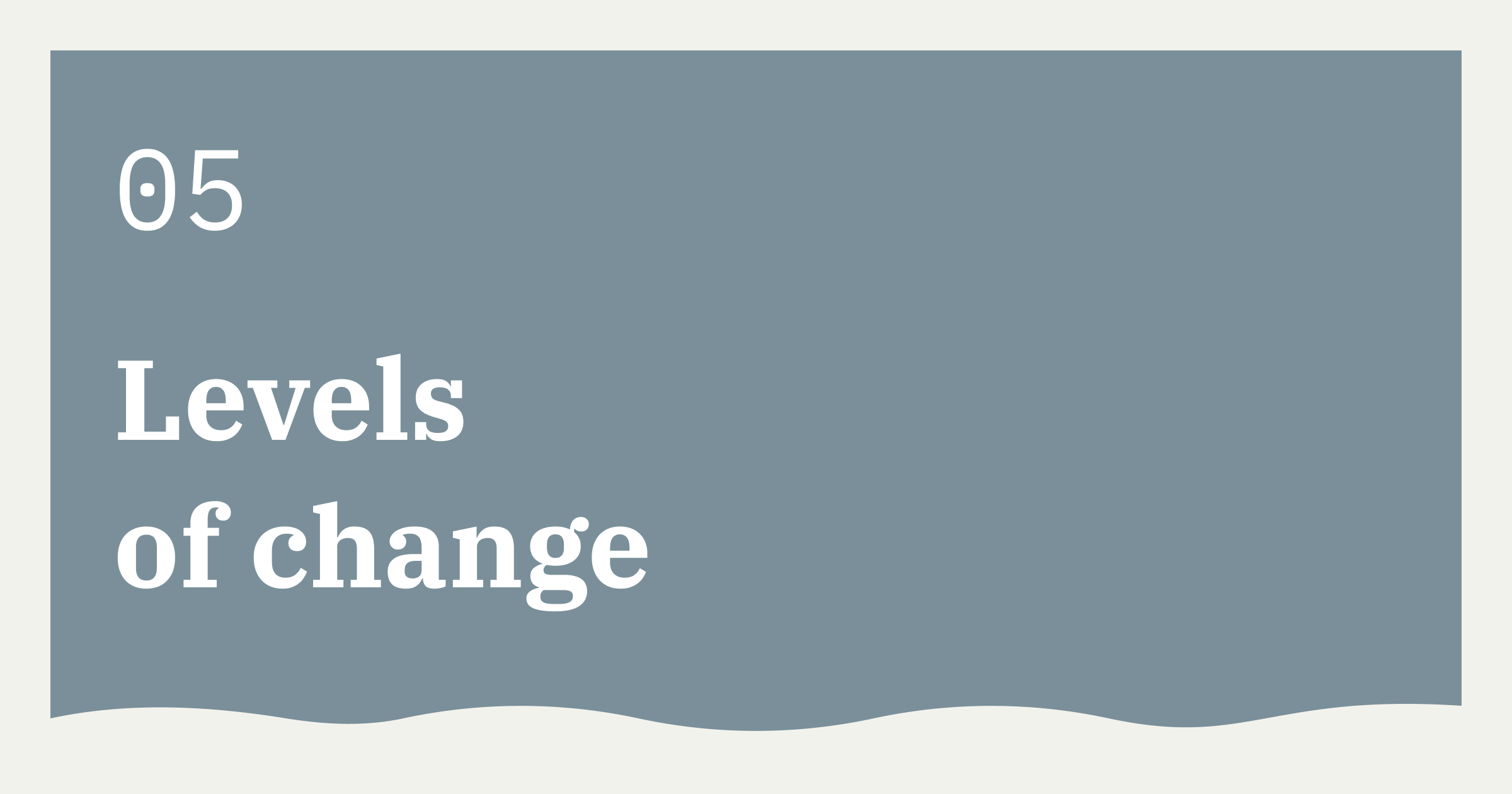 Levels of Change | Design Decisions Guide