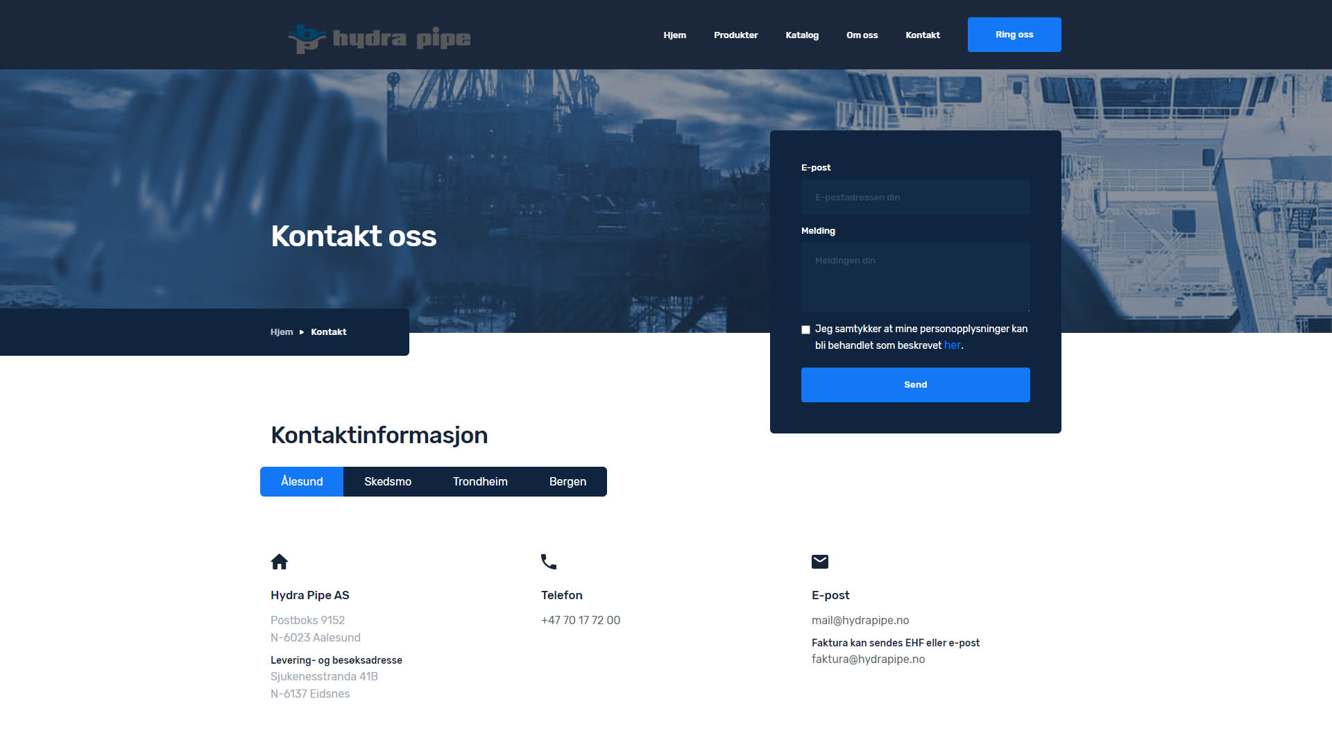 Kontakt oss | Hydra Pipe