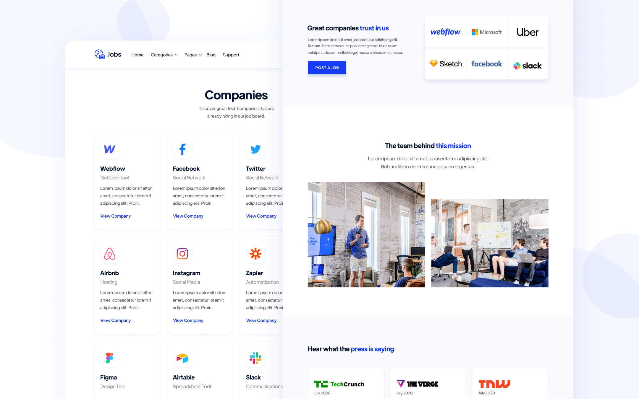 Job Board Webflow Template Jobs BRIX Templates