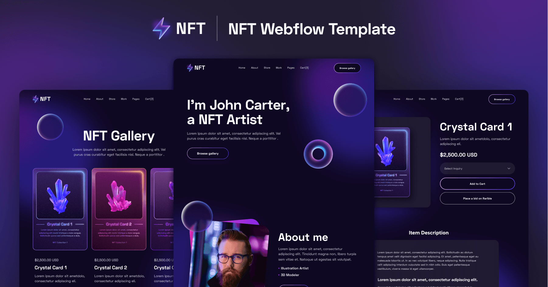 NFT Artist Webflow Template NFT BRIX Templates