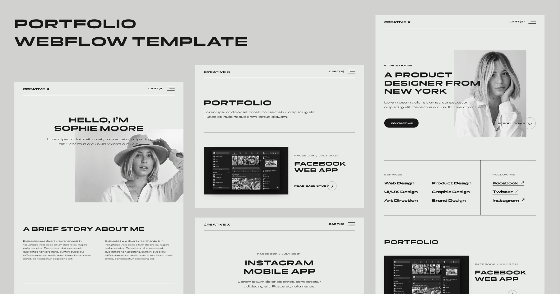 Minimal Portfolio Webflow Template Creative X Brix Templates
