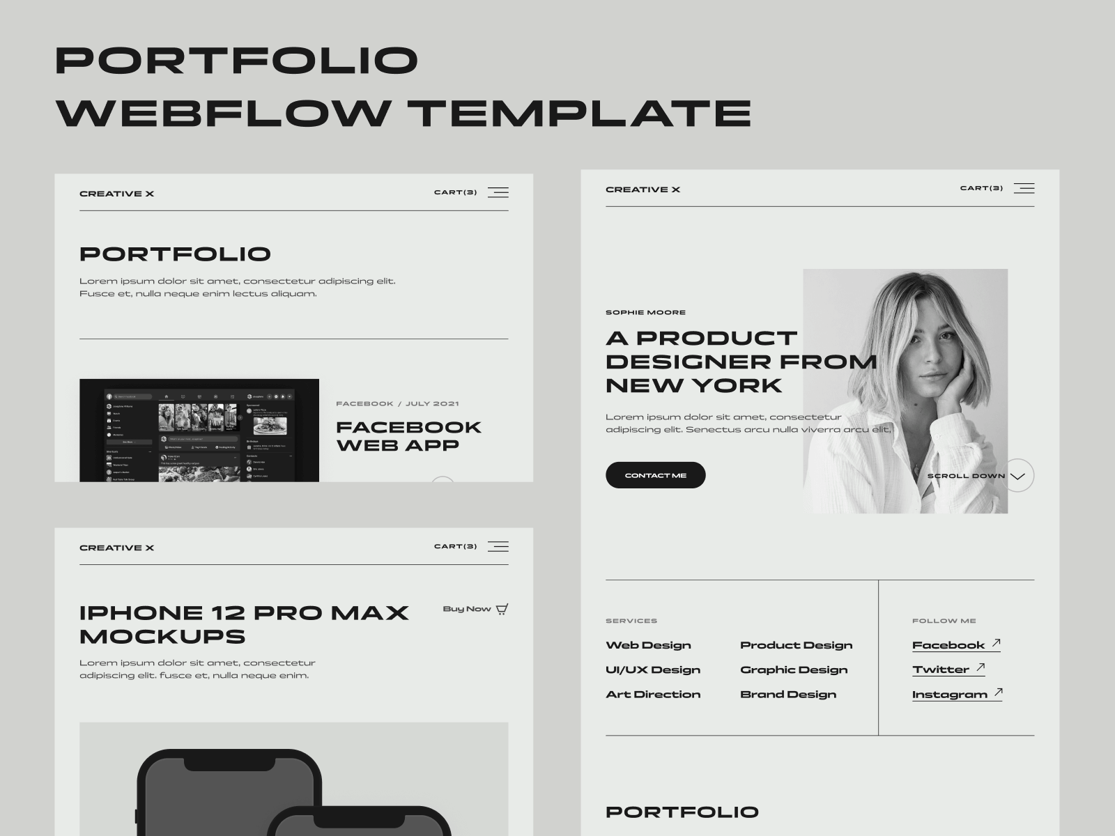 Minimal Portfolio Webflow Template Creative X BRIX Templates
