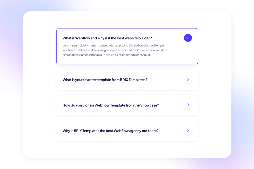 FAQ Accordion Webflow Cloneable Template BRIX Templates