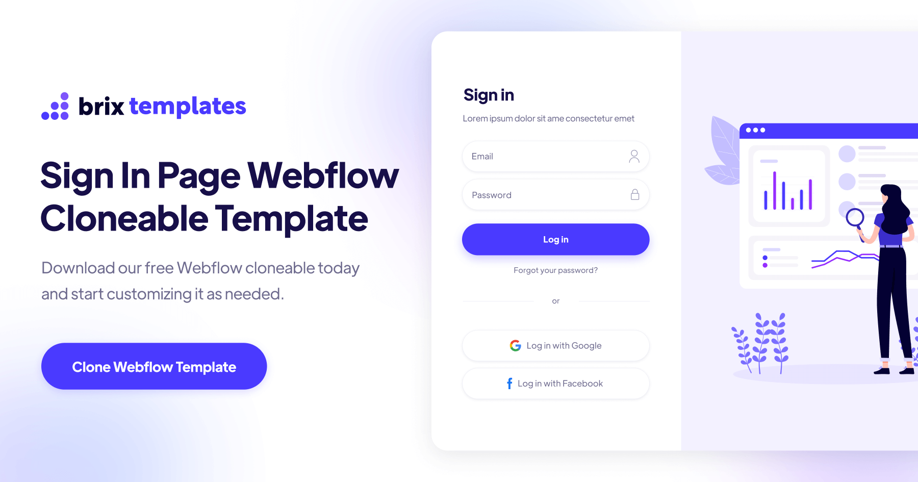 Sign In Page Webflow Cloneable Template - BRIX Templates