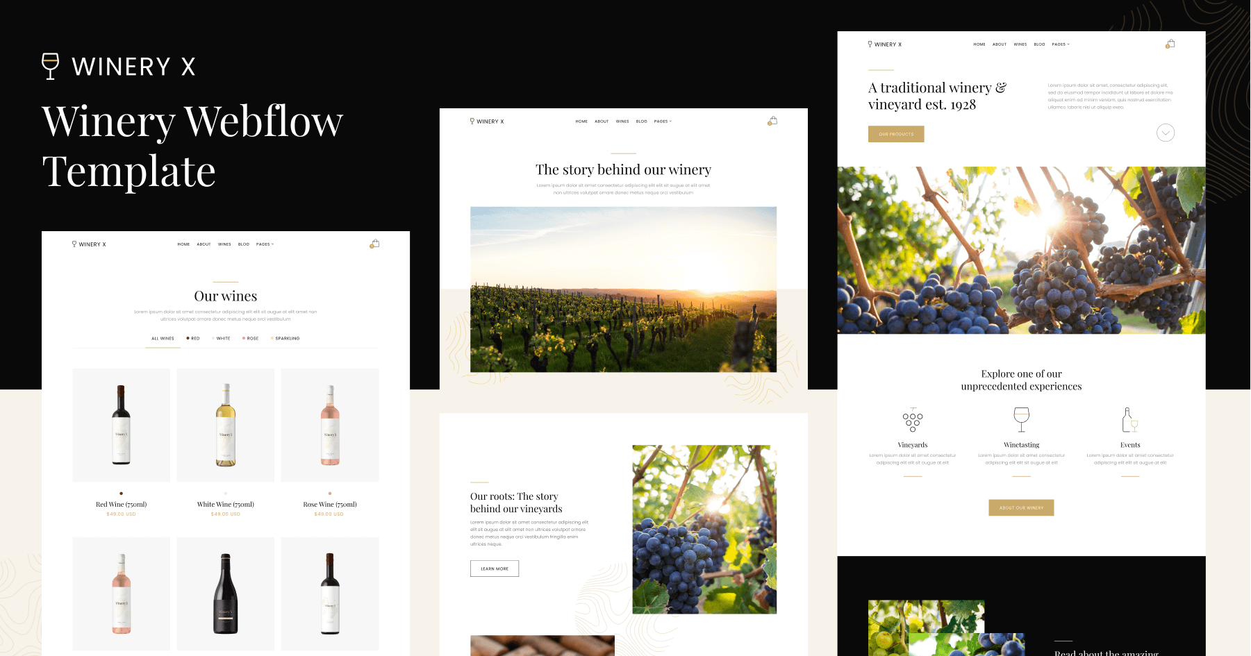 Vineyard and Winery Webflow Template - Winery X | BRIX Templates