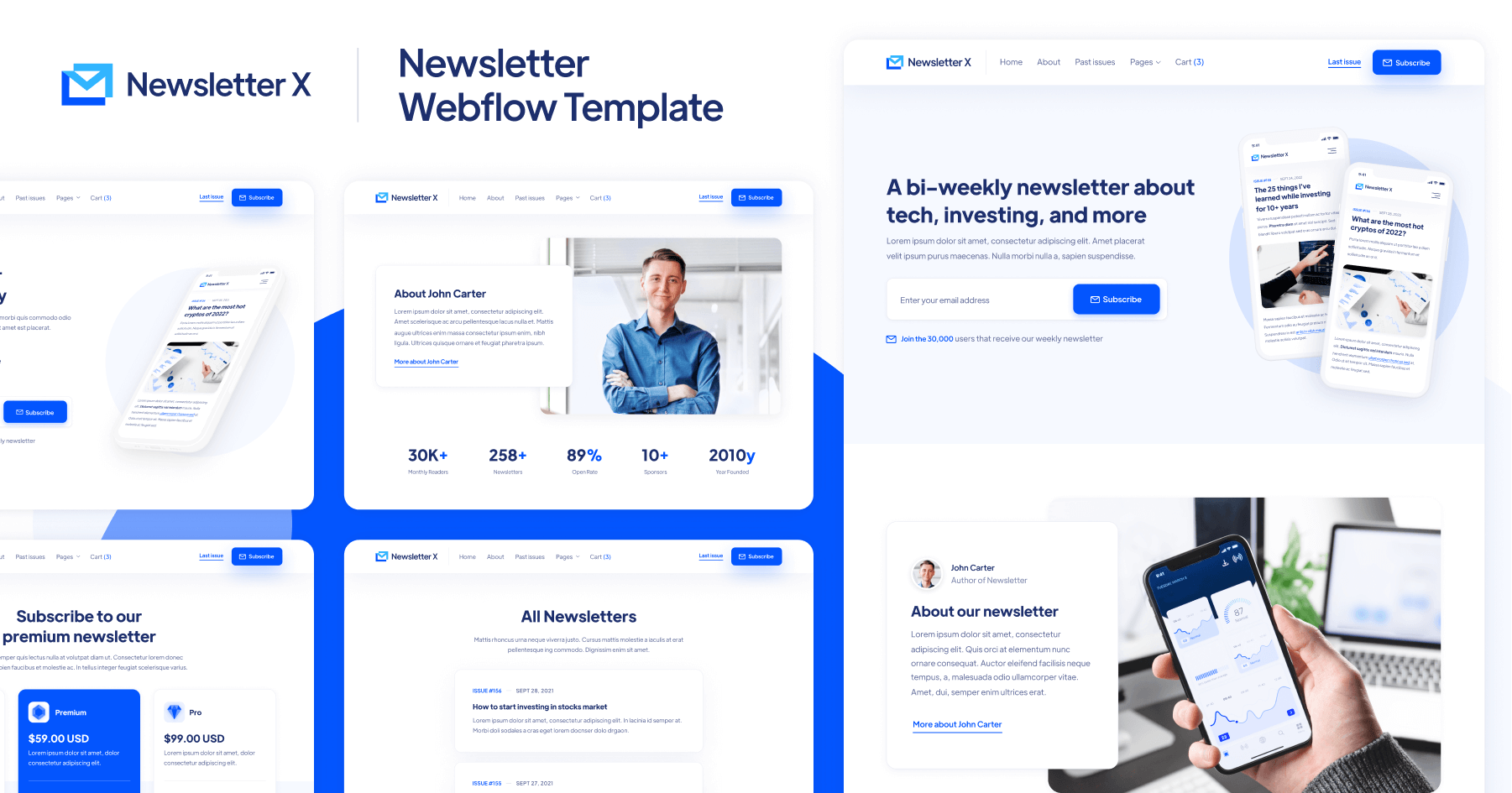 Email Newsletter Webflow Template - Newsletter X | BRIX Templates