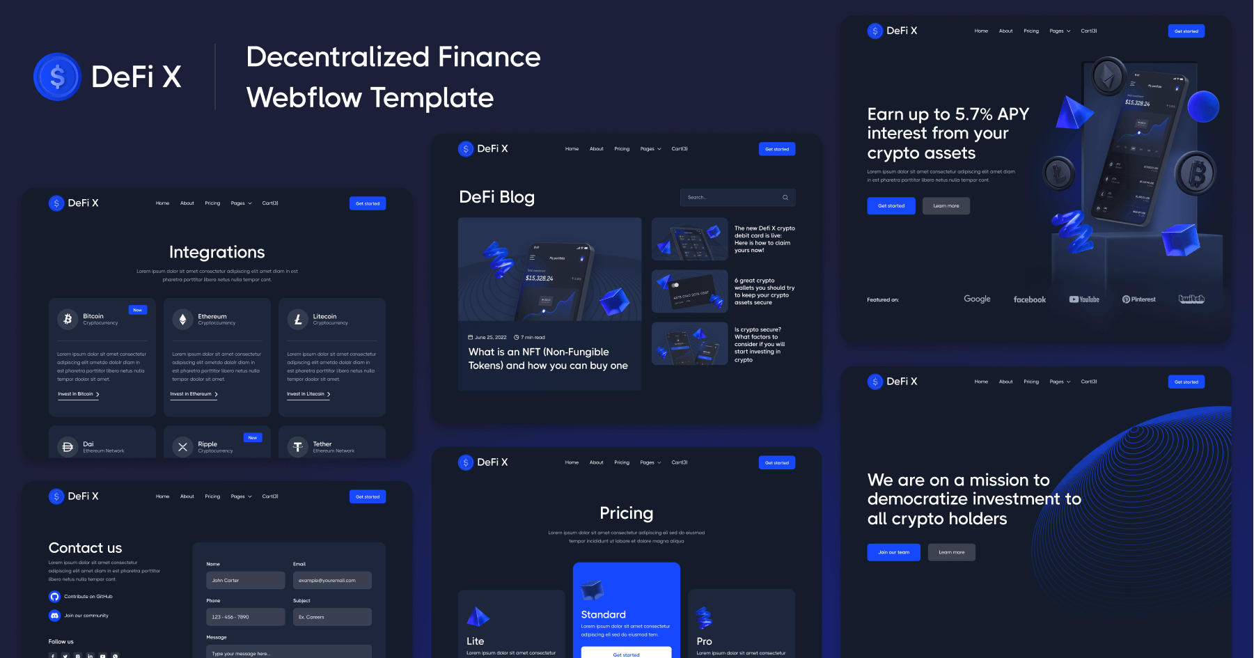 Decentralized Finance Crypto Webflow Template - DeFi X | BRIX Templates