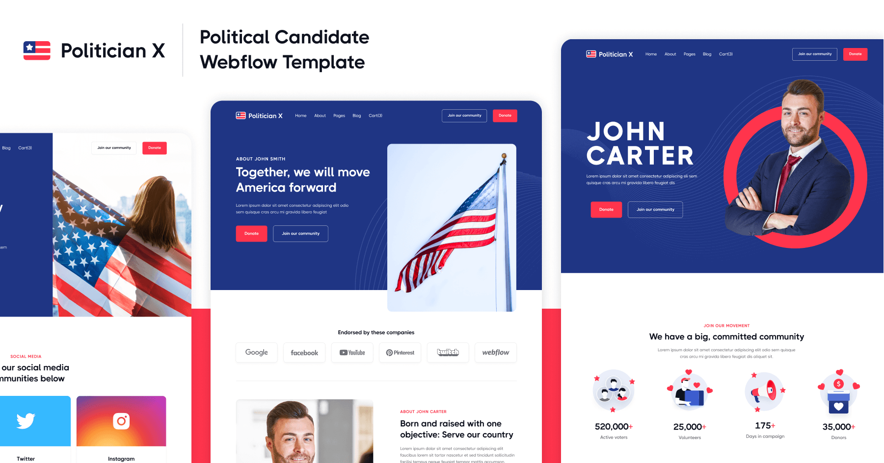 Political Webflow Template - Politician X | BRIX Templates