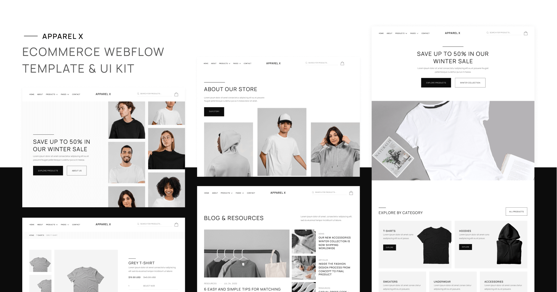 Fashion Ecommerce Shop Webflow Template UI Kit Apparel X BRIX 